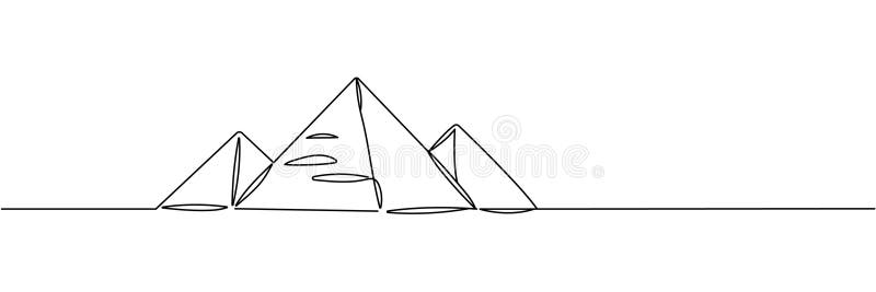 Continuous One Simple Single Abstract Line Drawing of Pyramids in ...