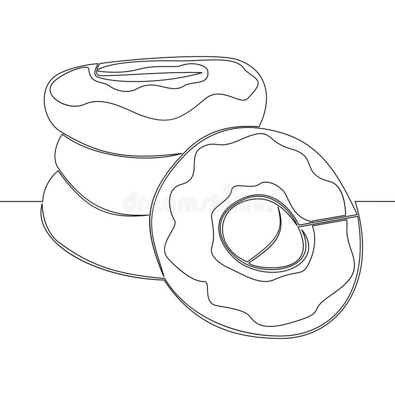 Continuous Line Drawing Bagels Bakery Products Icon Vector Illustration ...
