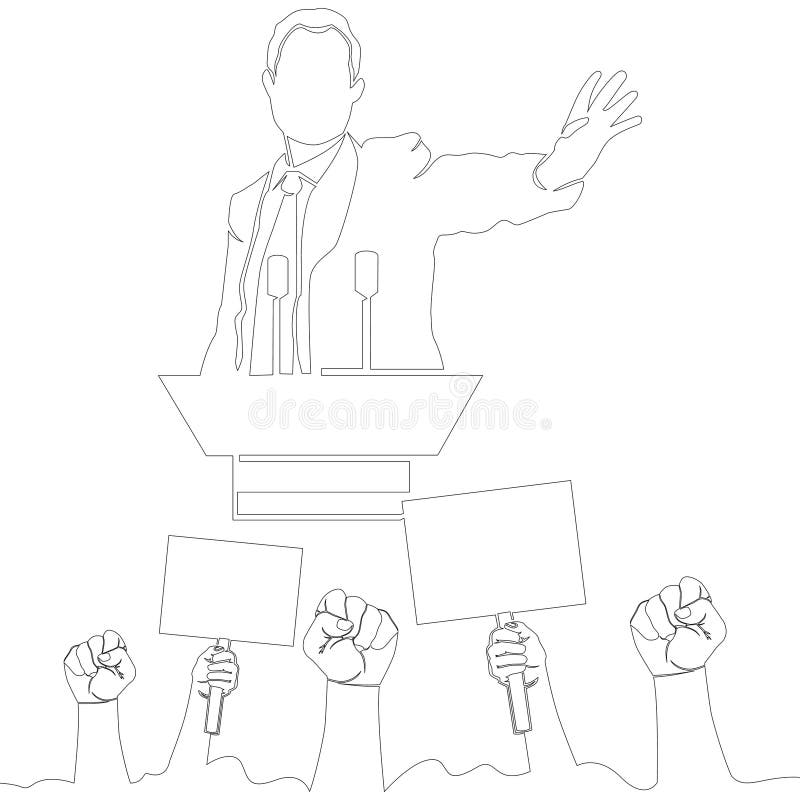 Continuous Line Drawing Elections and Voting Concept Icon Vector ...