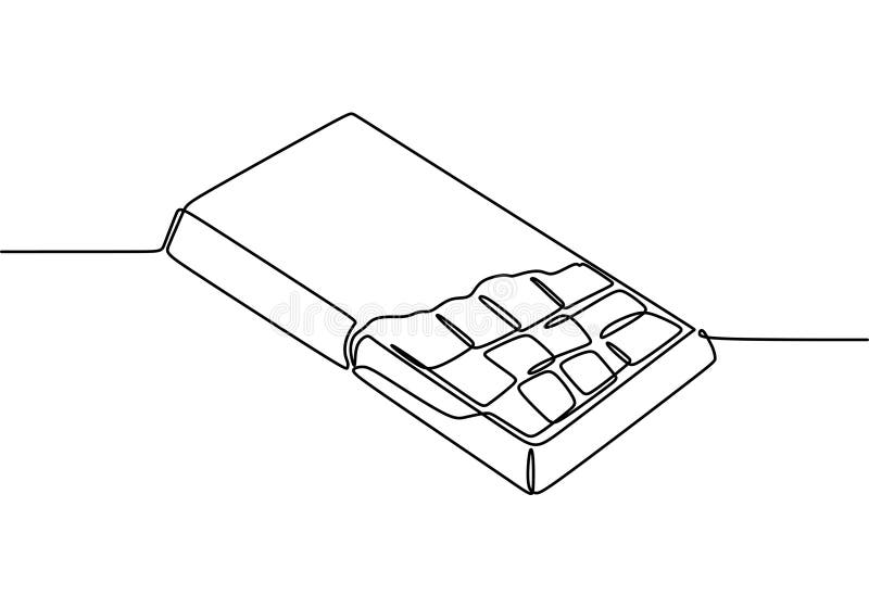 Continuous One Single Line Drawing of Half Opened Chocolate Bar Stock ...