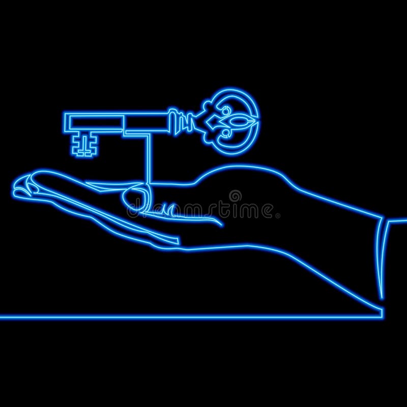 Continuous Line Drawing Hand Holding Key Takeaways Icon Neon Glow ... Continuous Line Drawing Hand Holding Key Takeaways Icon Neon Glow ...