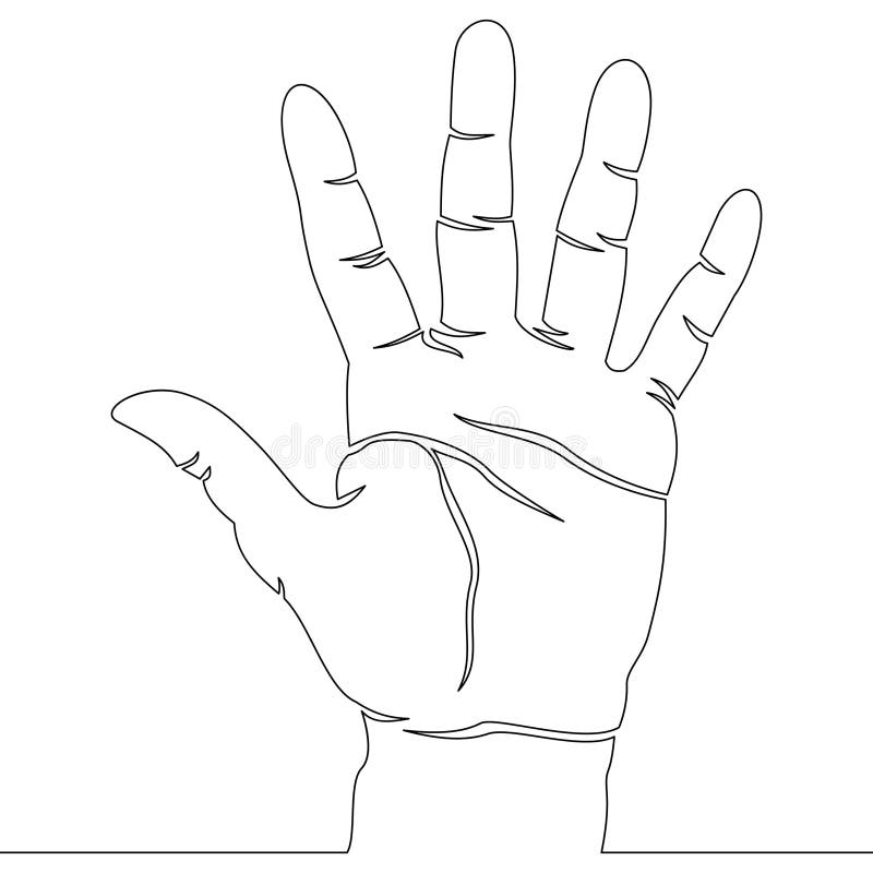 Continuous Line Drawing Hand Open Palm Fingers Gestures Icon Vector ...