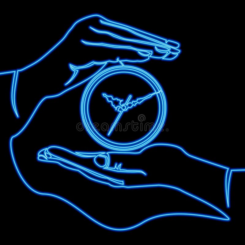 Continuous Line Drawing Hands Holding the Clock Time Management ...