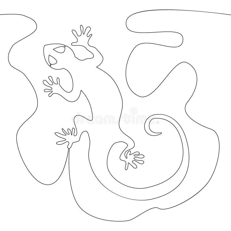 Continuous Line Drawing Lizard Reptile Concept Stock Vector ...