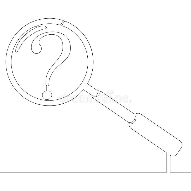 Continuous Line Magnifying Glass with Question Mark Stock Vector ...