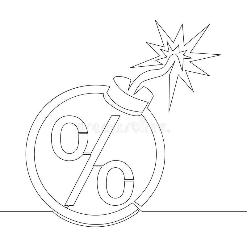 Continuous Line Drawing Price Shock Exploding Percentage Bomb Icon ...