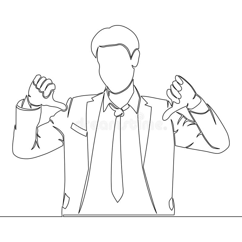 Continuous Line Drawing Self-promotion Businessman Pointing at Himself ...