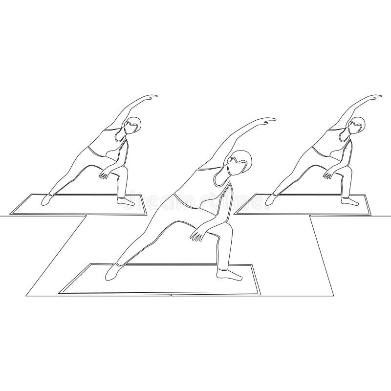 Continuous Line Drawing Seniors Doing Exercise Icon Vector Illustration ...