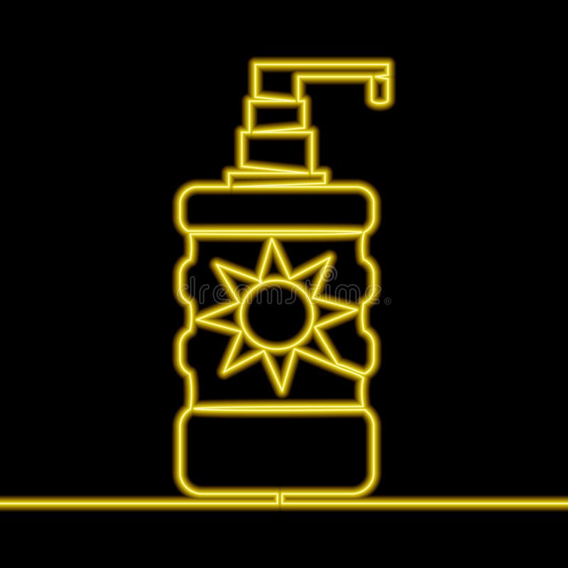 Continuous Line Art Drawing Sunscreen Neon Concept Stock Vector ...