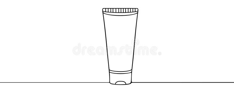 Continuous One Single Line Drawing Tube of Cream. Moisture Sunscreen ...