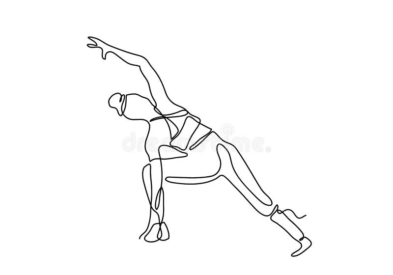 Continuous One or Single Line Drawing. Woman Doing Exercise in Yoga ...