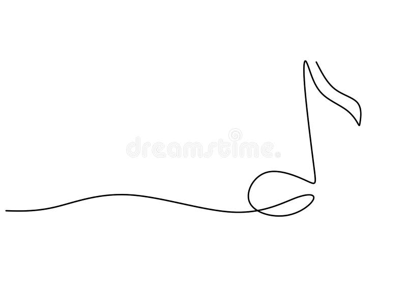 Continuous One Single Line of Music Notes Symbol Isolated on White ...