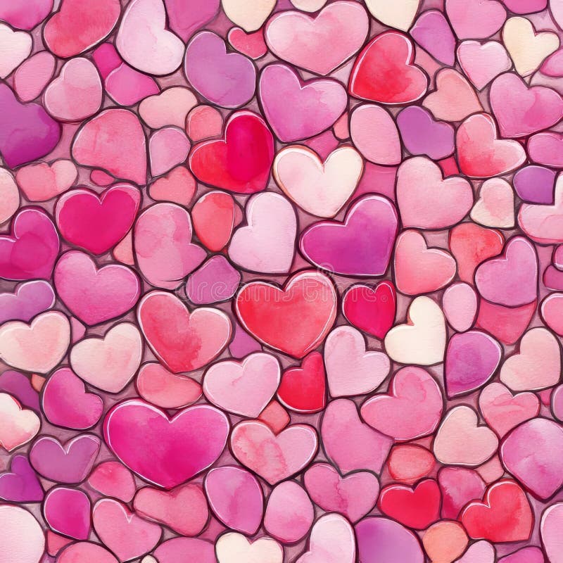 A Continuous Pattern with Pink Shapes Drawn by Hand, Featuring a ...