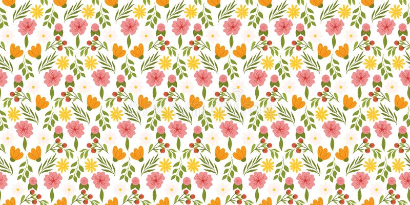 Continuous Pattern Showcasing Floral Elements. Botanical-inspired ...