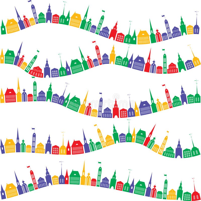 Continuous Pattern with Silhouettes of Houses Stock Vector ...
