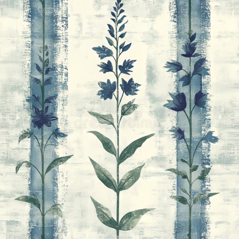 A Continuous Pattern of Soft Pastel Leaf and Flower Silhouettes Stock ...