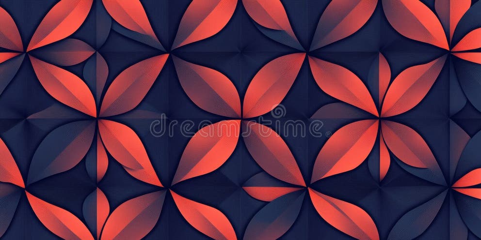 A Continuous Pattern of Vibrant Red Leaves on a Dark Blue Background ...