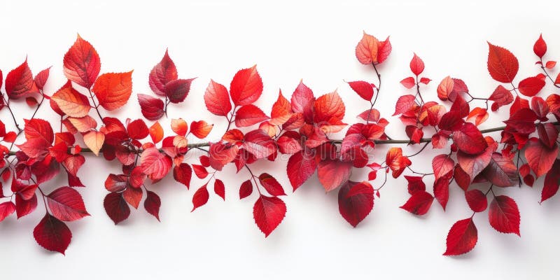 Continuous Red Leaf Branch Pattern Stock Photo - Image of continuous ...