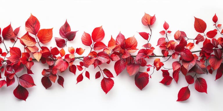 Continuous Red Leaf Branch Pattern Stock Photo - Image of continuous ...