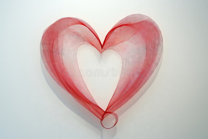 Continuous Red Line Forms a Heart Shape Capturing Essence of Love and ...