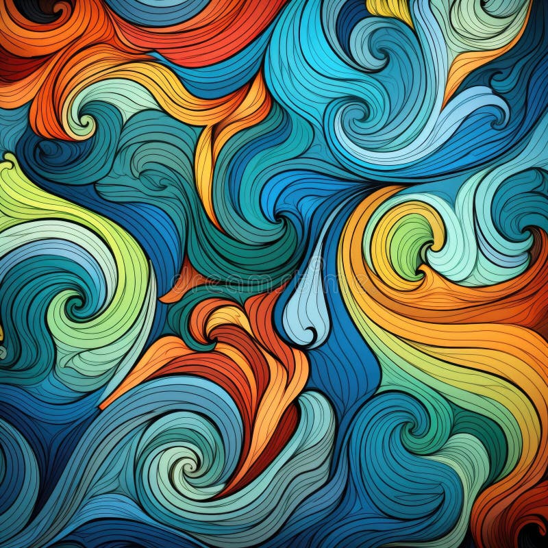 A Continuous Repeating Tile Pattern with Swirling Colors and Moving ...