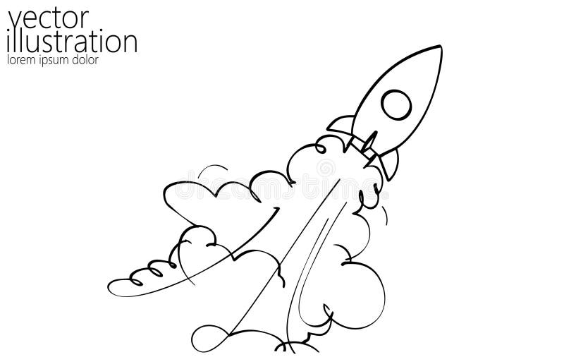 Rocket Line One Line Launch Stock Illustrations – 391 Rocket Line One ...