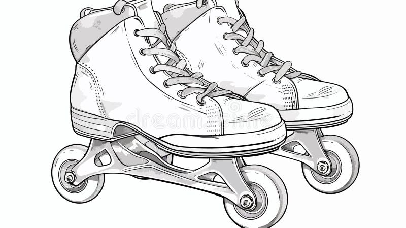 Continuous Roller Skate Line Art Drawing for Professional Design ...