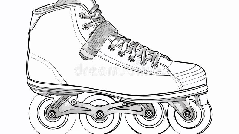 Continuous Roller Skate Line Art Drawing for Professional Design ...