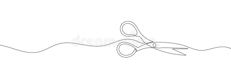 Continuous Scissors with One Line on a White Background Stock Vector ...