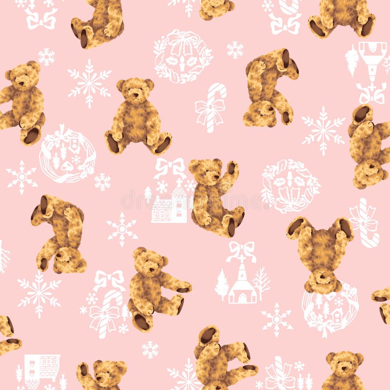 Continuous Seamless Pattern of Cute Bear Illustrations, Stock Vector ...