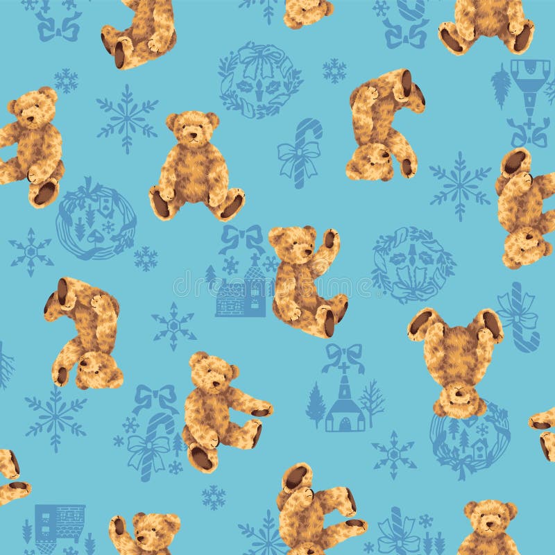 Continuous Seamless Pattern of Cute Bear Illustrations, Stock Vector ...