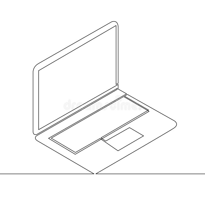 Continuous Single Drawn Line Art Doodle Computer Stock Illustration ...