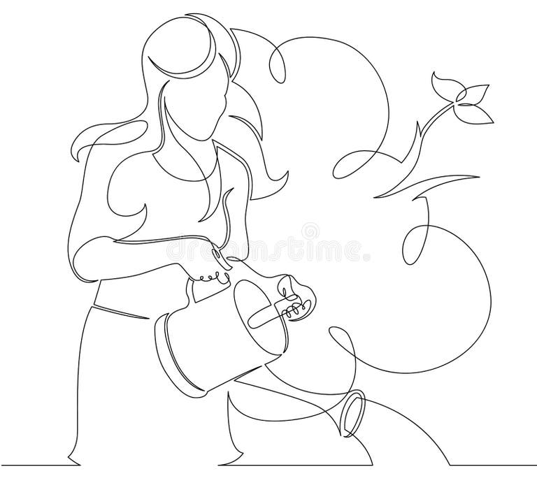 Single Continuous Gardener Stock Illustrations 61 Single Continuous