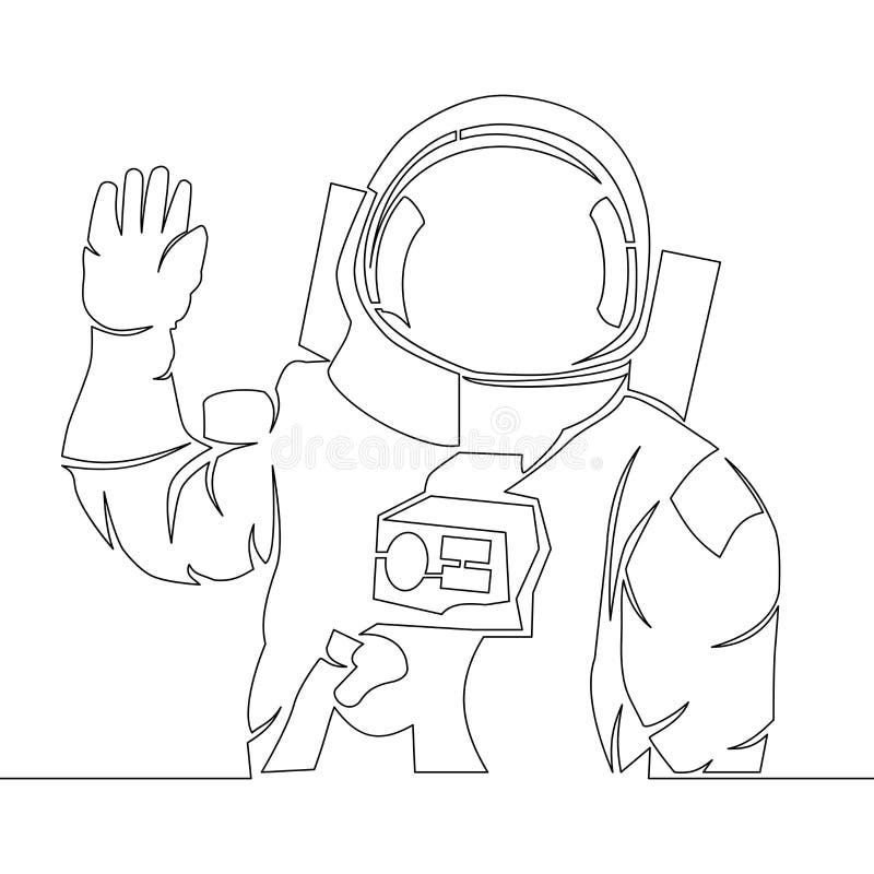 Continuous Single Drawn One Line Astronaut Concept Stock Vector ...