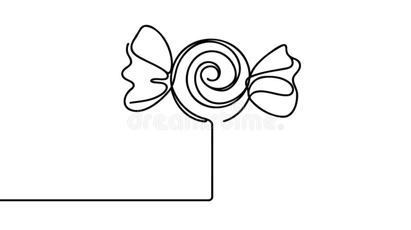 Continuous Single Drawn One Line Candy Hand-drawn Picture Silhouette ...