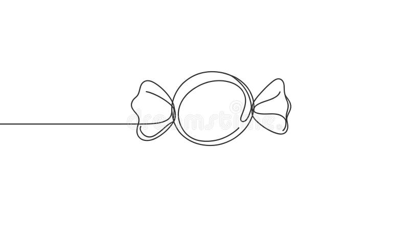 Continuous Single Drawn One Line Candy Hand-drawn Picture Silhouette ...