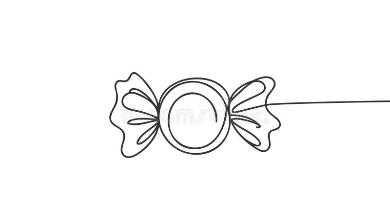 Continuous Single Drawn One Line Candy Hand-drawn Picture Silhouette ...
