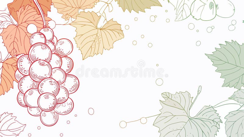 Continuous Single Line Art of Grapes on a Vine Drawing Stock ...