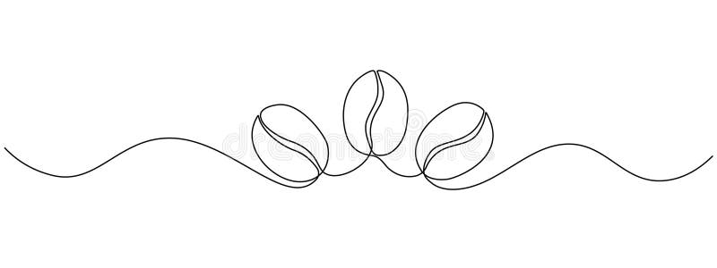 Continuous Single Line Coffee Bean Pattern. Whole Healthy Organic ...