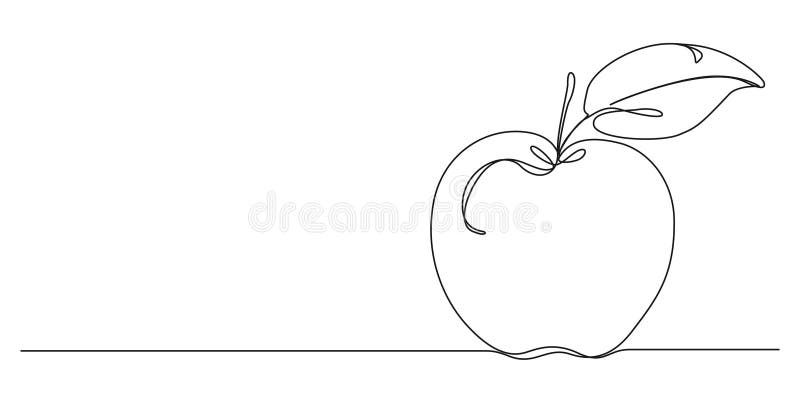 Single Line Drawing of an Apple Stock Vector - Illustration of ...