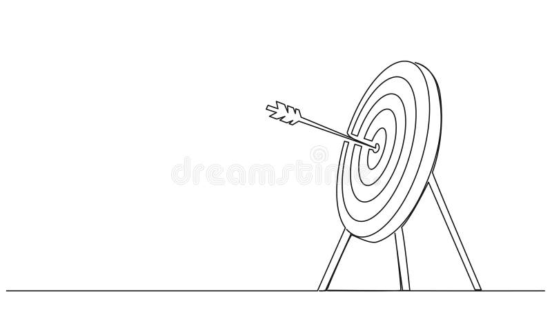Continuous Single Line Drawing of Archery Target with Arrow in Middle ...