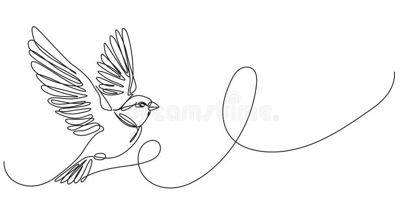Single Line Drawing of Bird Flying Stock Illustration - Illustration of ...