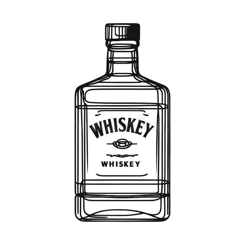 Continuous Single Line Drawing. a Bottle of Whiskey Stock Vector ...
