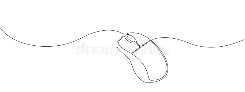 Continuous Single Line Drawing of Computer Mouse Icon. Vector ...