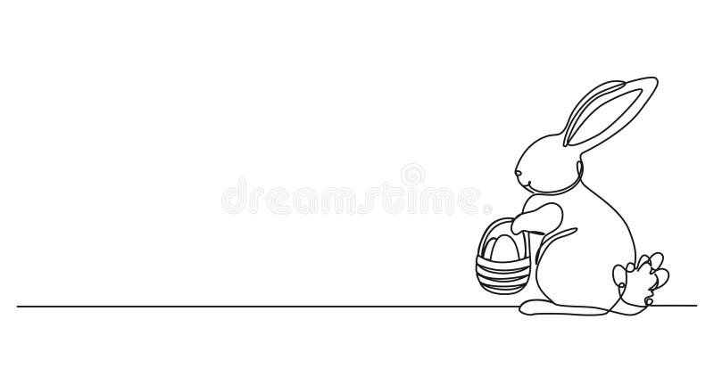 Single Line Drawing of Easter Bunny Stock Vector - Illustration of ...