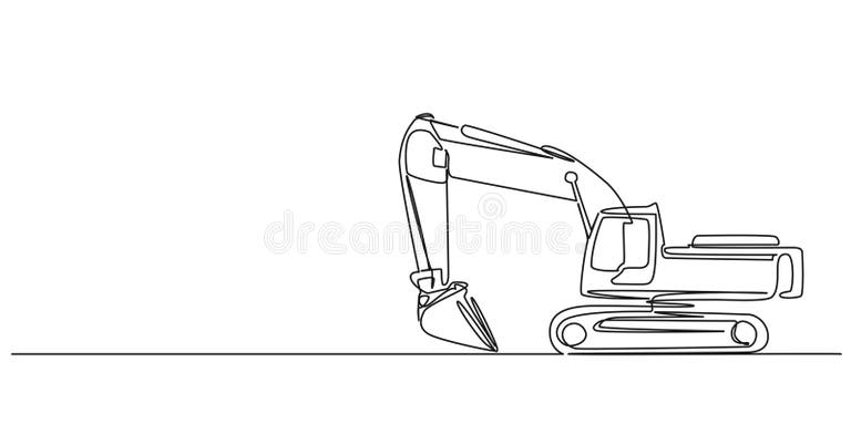 Single Line Drawing of Excavator Stock Vector - Illustration of ...