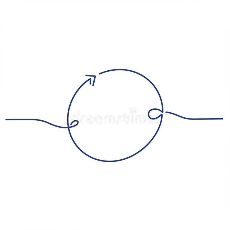 Continuous Single-line Drawing Featuring a Circular Loop Intersected by ...