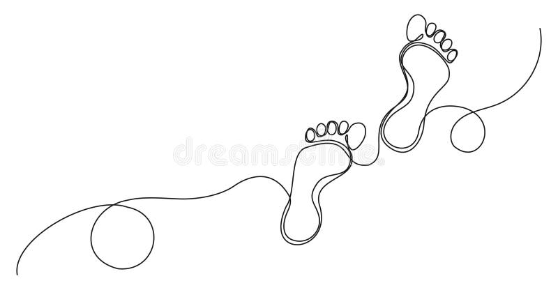 Single Line Drawing of Footprints Stock Illustration - Illustration of ...
