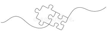 Continuous Single Line Drawing of Four Puzzle Pieces. Problem Solving ...