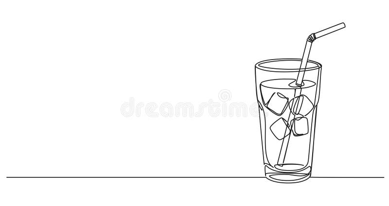 Single Line Drawing of Ice-cooled Beverage Stock Illustration ...